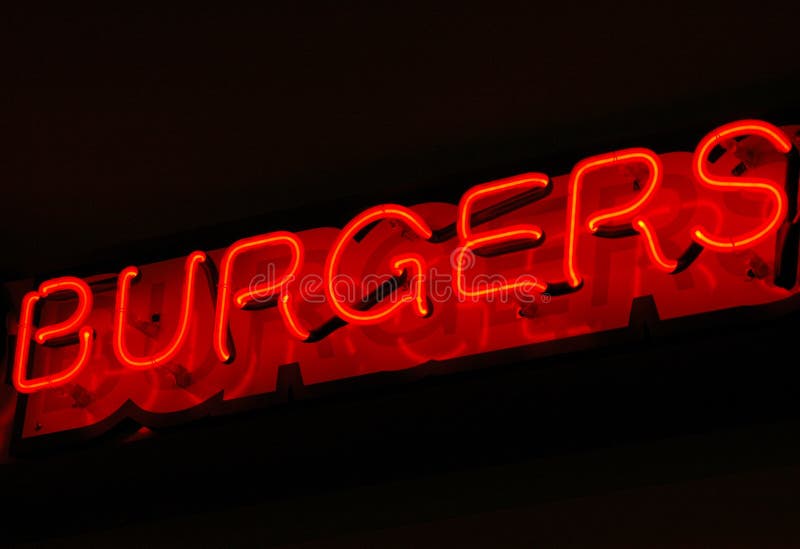 Burgers neon sign stock photo. Image of advertise, neon - 19121518