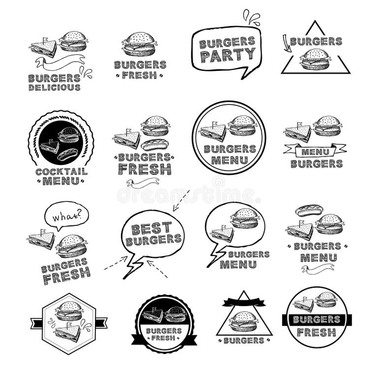 Burgers Set of Icons Menu, Vector Illustration. Stock Vector ...