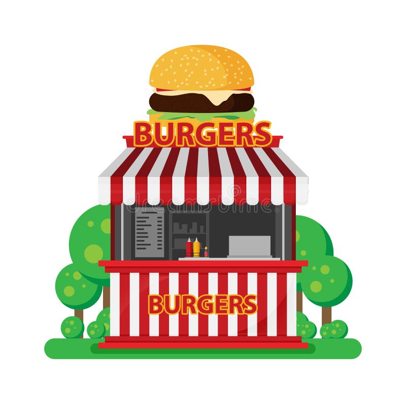 Burgers Shop Icon, Cartoon Style Stock Vector - Illustration of graphic ...
