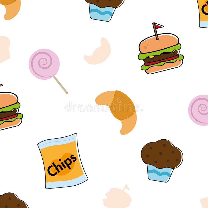 Burgers and Snacks Layout.Vector Stock Illustration - Illustration of ...