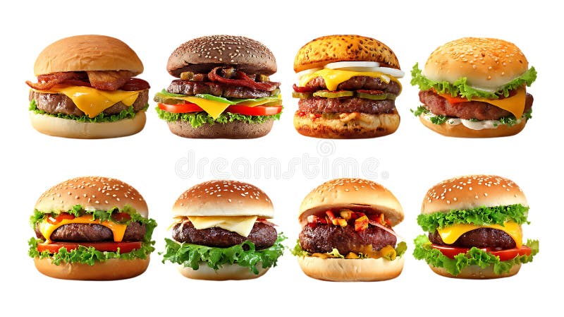 Burgers on Transparent Background Stock Illustration - Illustration of ...