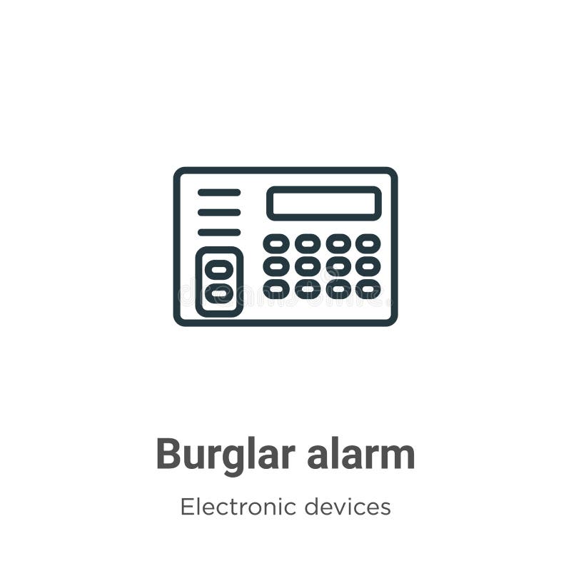 Burglar Alarm Vector Icon on White Background. Flat Vector Burglar ...