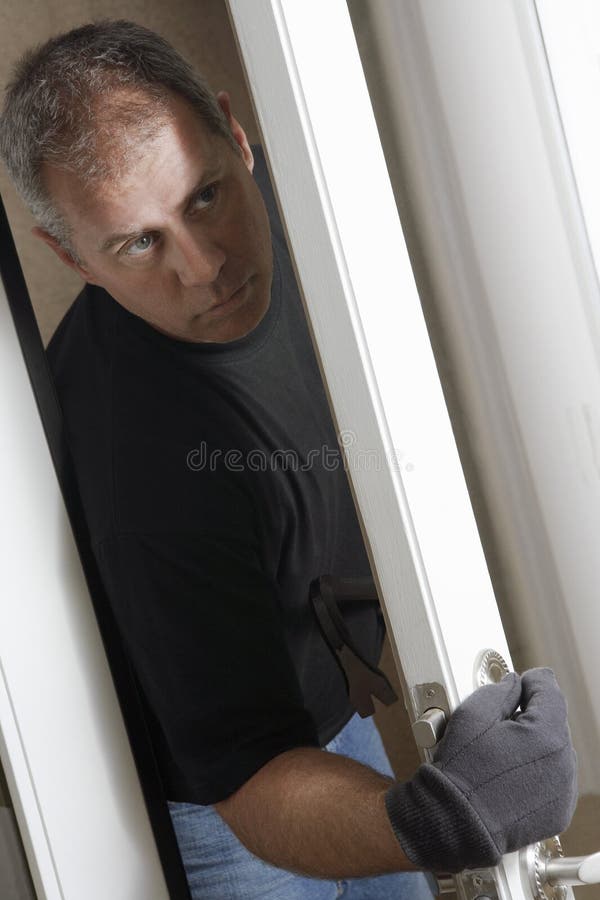 Burglar Breaking into House Stock Image - Image of robbery ...