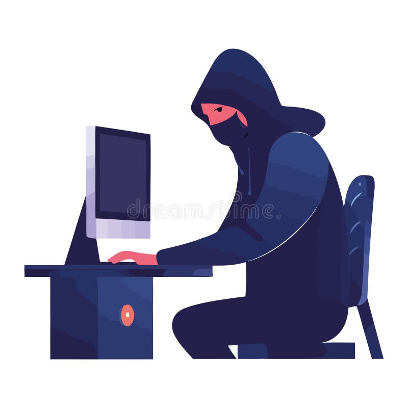 Burglar Disfrazado Como Programador Roba Datos Ilustración del Vector ... Burglar Disfrazado Como Programador Roba Datos Ilustración del Vector ...
