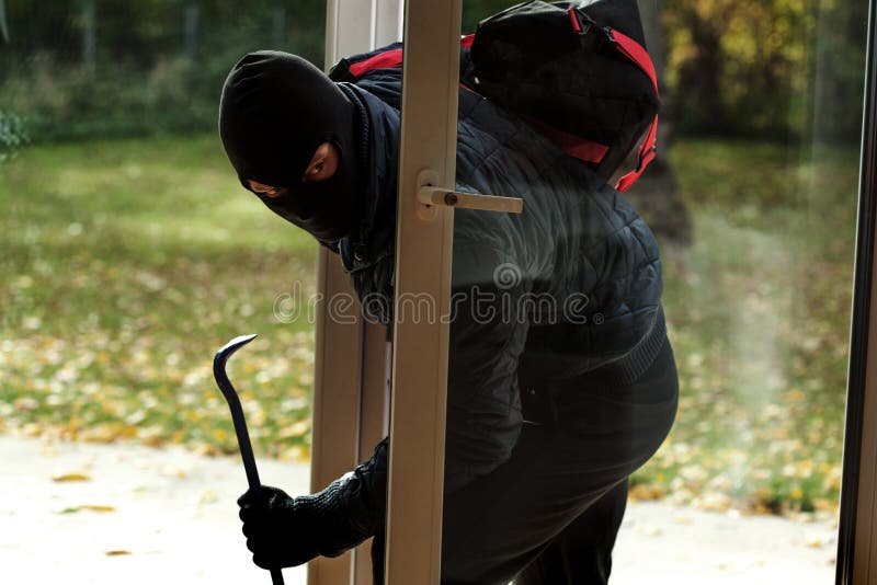 Thief Burglar at House Breaking Stock Photo - Image of danger, robber ...