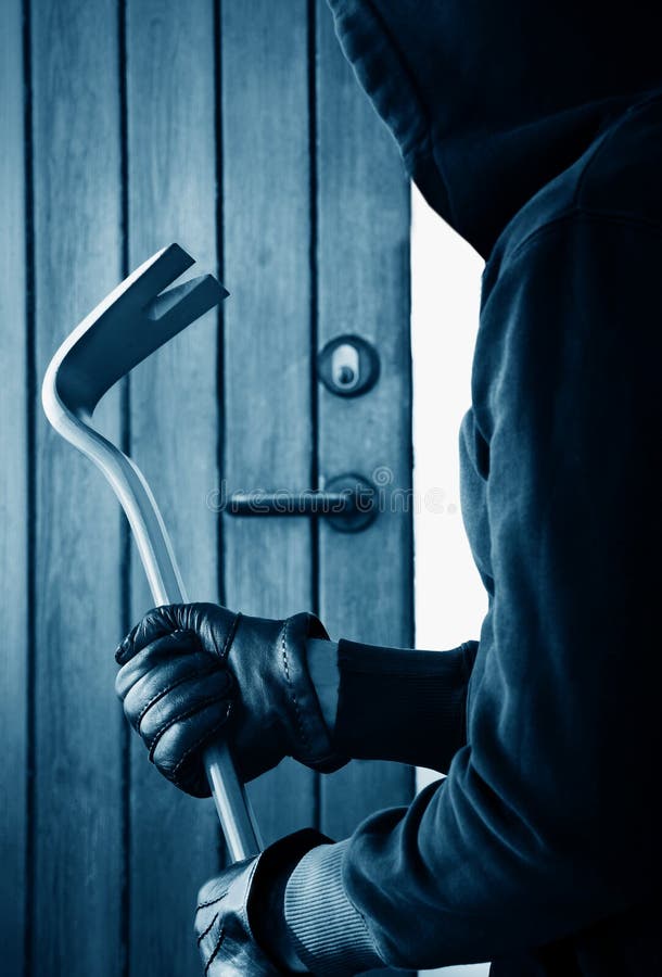 Burglar Hand Holding Crowbar Stock Image - Image of security, thief ...