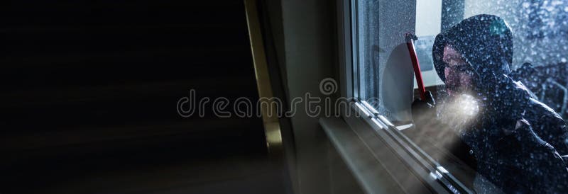 Burglar Looking into a House Window Stock Photo - Image of night, thief ...