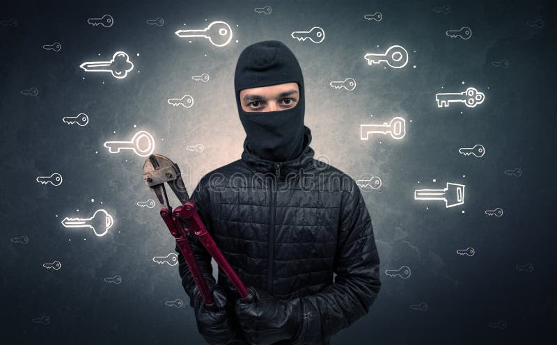 Burglar holding tool. stock photo. Image of breaking - 136526030