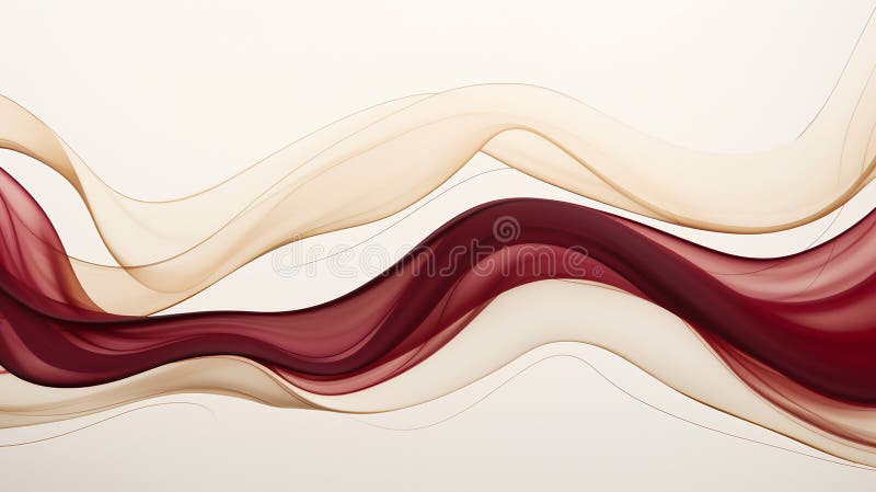 Burgundy and Cream Flowing Artwork on White Background Stock ...