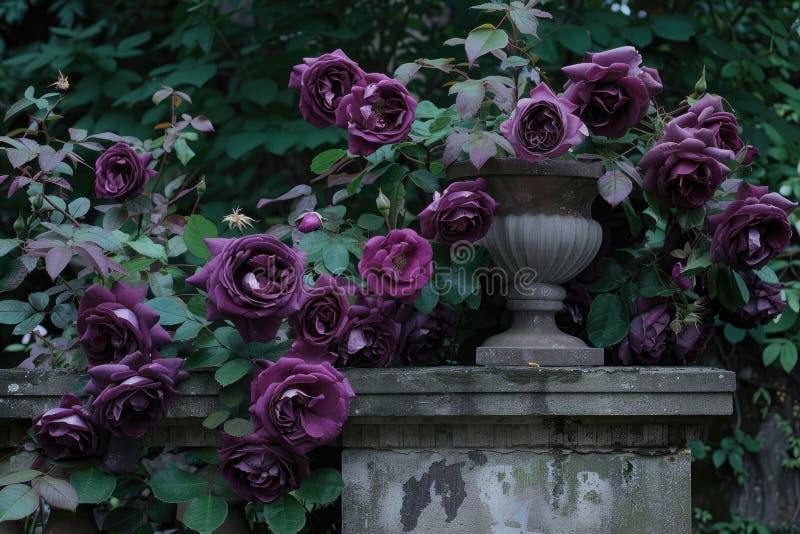 Burgundy Rose Bush, Rose Flower Stock Illustration - Illustration of ...