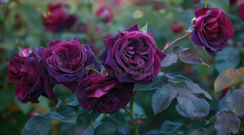 Burgundy Rose Bush, Rose Flower Stock Illustration - Illustration of ...