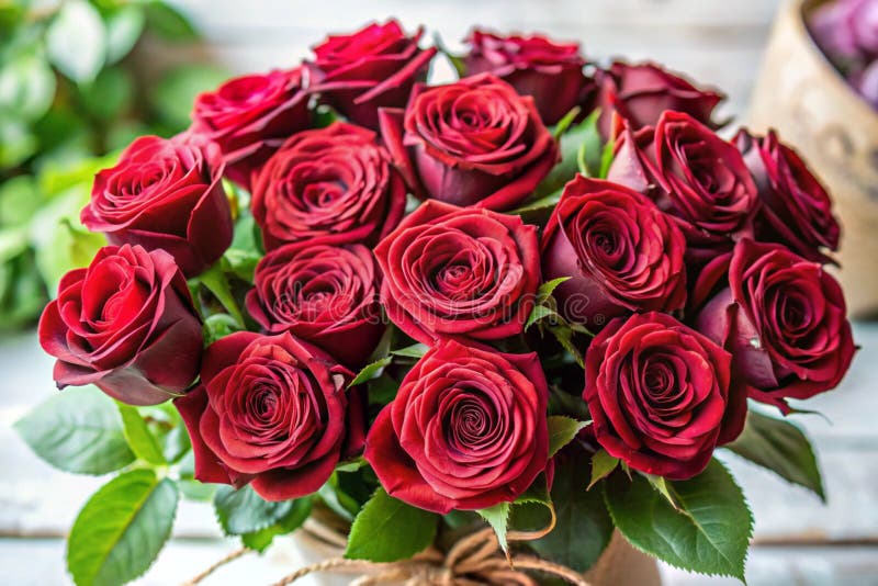 Burgundy Roses â€ Elegant Flower Bouquet Background Stock Illustration ...