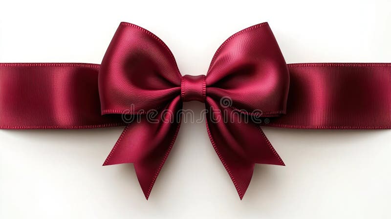 Burgundy Satin Ribbon Bow on White Background Stock Image - Image of ...