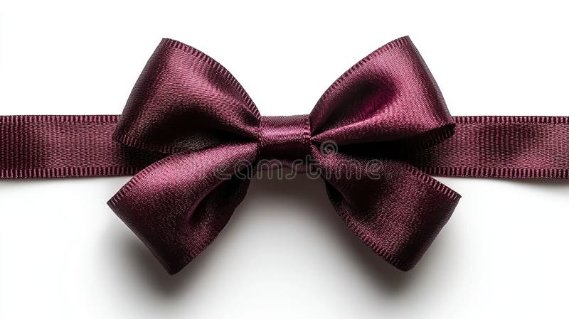 Burgundy Satin Ribbon Bow on White Background (1 Stock Image - Image of ...