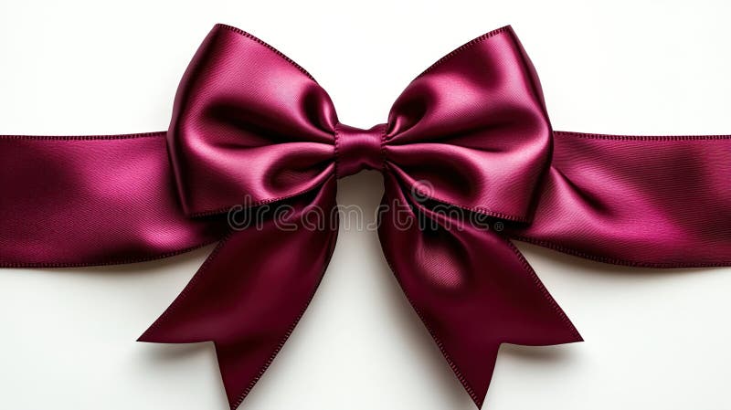 Burgundy Satin Ribbon Bow White Background Gift Wrapping Design Element ...