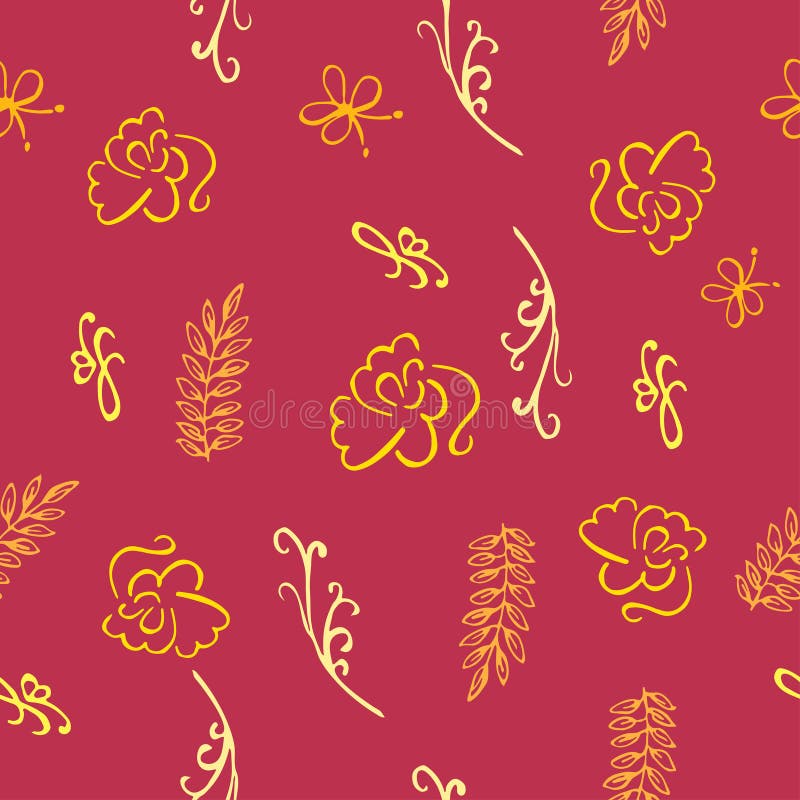 Burgundy Seamless Floral Pattern - Illustration Stock Vector ...