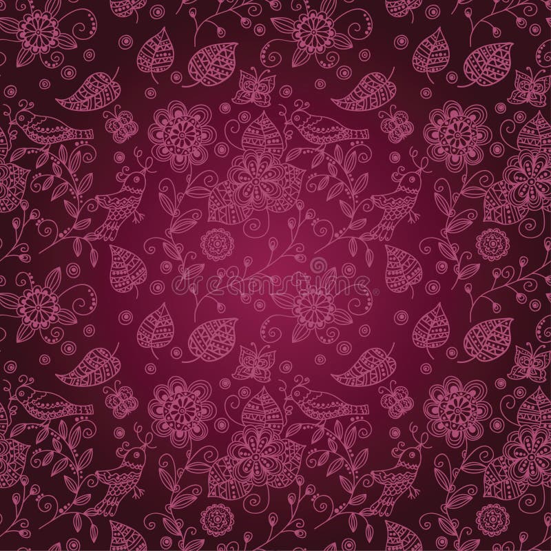 Burgundy Seamless Floral Pattern Stock Vector - Illustration of vintage ...