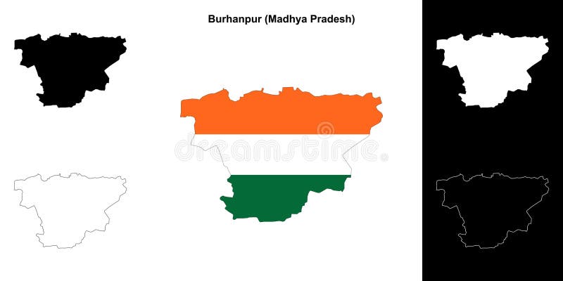Burhanpur outline map stock vector. Illustration of indian - 368833357