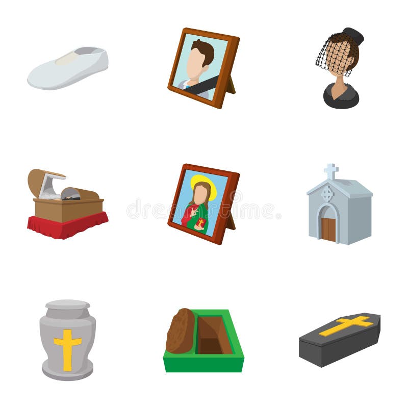 Burial Icons Set, Cartoon Style Stock Vector - Illustration of graphic ...