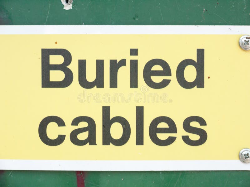 Buried Cables Warning Sign Close Up Stock Photo - Image of simple ...