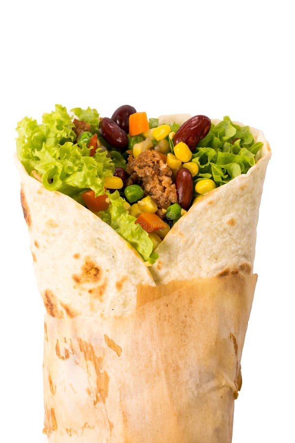 Burito isolated stock photo. Image of food, beef, filled - 38447040