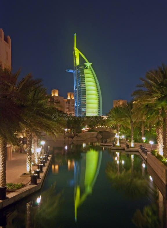 Burj Al Arab at night editorial image. Image of modern - 10455090