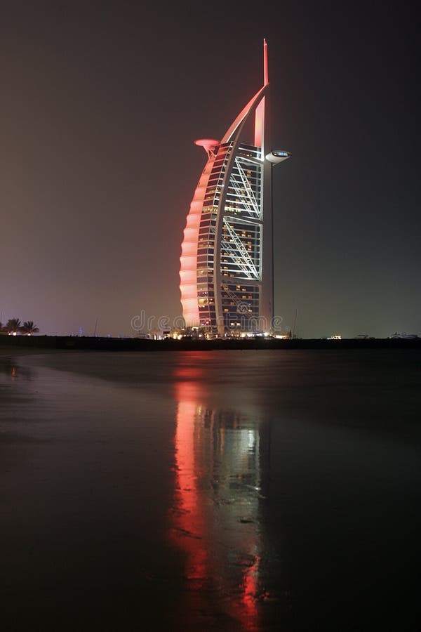 Burj al arab by night editorial stock photo. Image of arab - 8057043