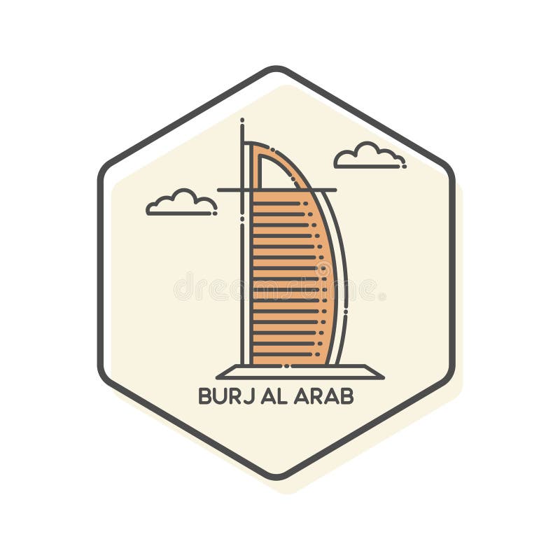 The Burj Al Arab Outline Icon, Dubai, U.a.E. Outline Icon - Landmarks ...