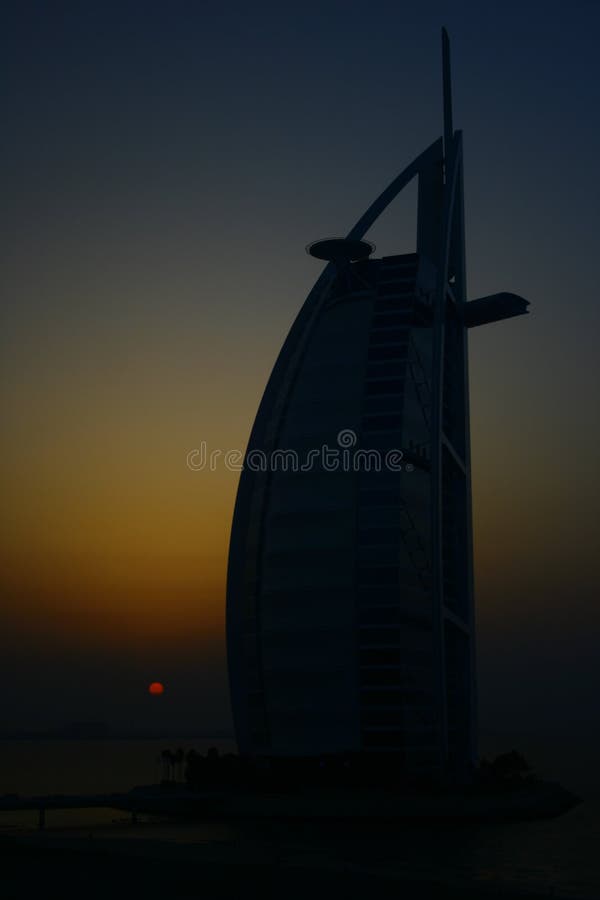 Burj al Arab at sunset editorial photography. Image of beach - 98026707