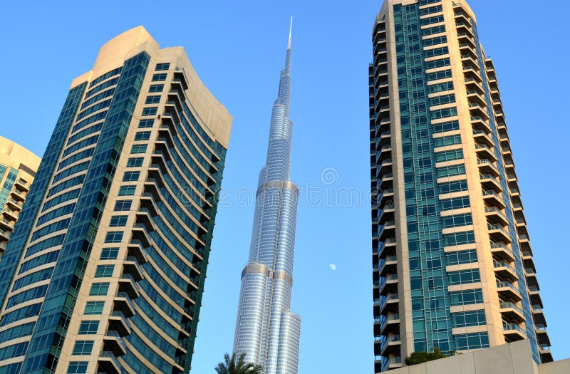 Burj Khalifa Day View with Modern Building Around Stock Photo - Image ...