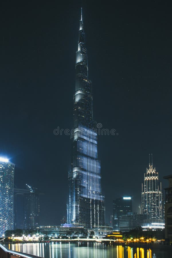 Burj Khalifa Glows at Night. Downtown, Dubai at May 2019 Editorial ...