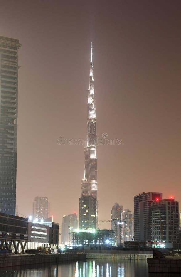 Burj Khalifa at Night. Dubai Editorial Photo - Image of illuminated ...