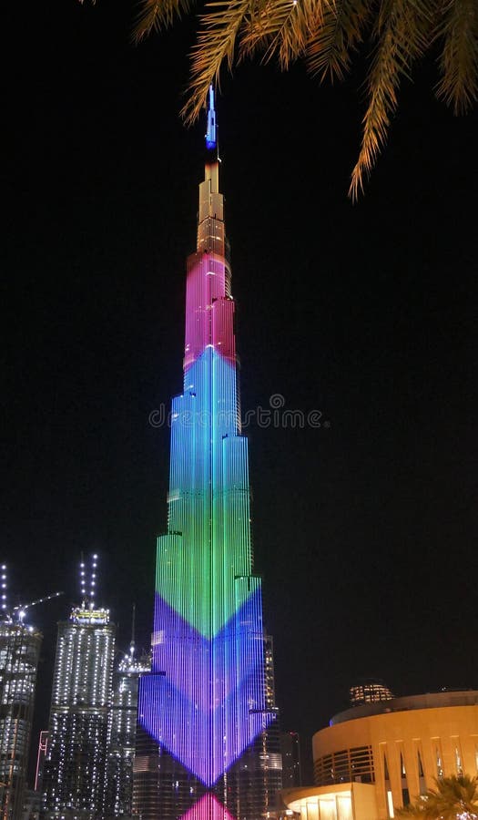 Burj Khalifa Night Lights Dubai S Iconic Skyscraper Editorial Image ...