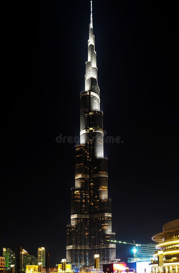 Burj khalifa by night editorial photography. Image of downtown - 51397417