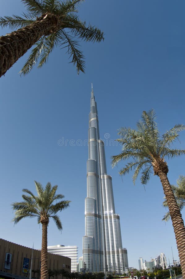 Burj Khalifa Against a More Traditional Building Stock Image - Image of ...