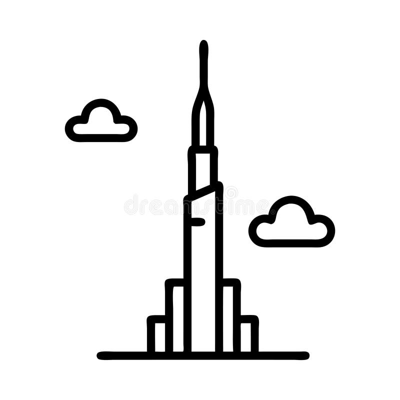 Burj Khalifa Tower Vector Art Design Stock Illustration - Illustration ...