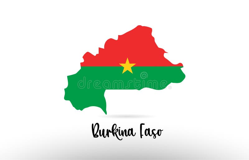 Burkina Faso Country Flag Inside Map Contour Design Icon Logo Stock