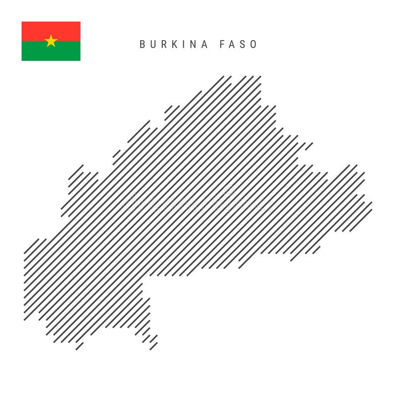 Burkina Faso Map from Pattern of Black Slanted Parallel Lines. Flat ...