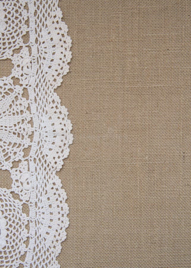 Burlap Background with Lace Stock Image - Image of aged, border: 38712565