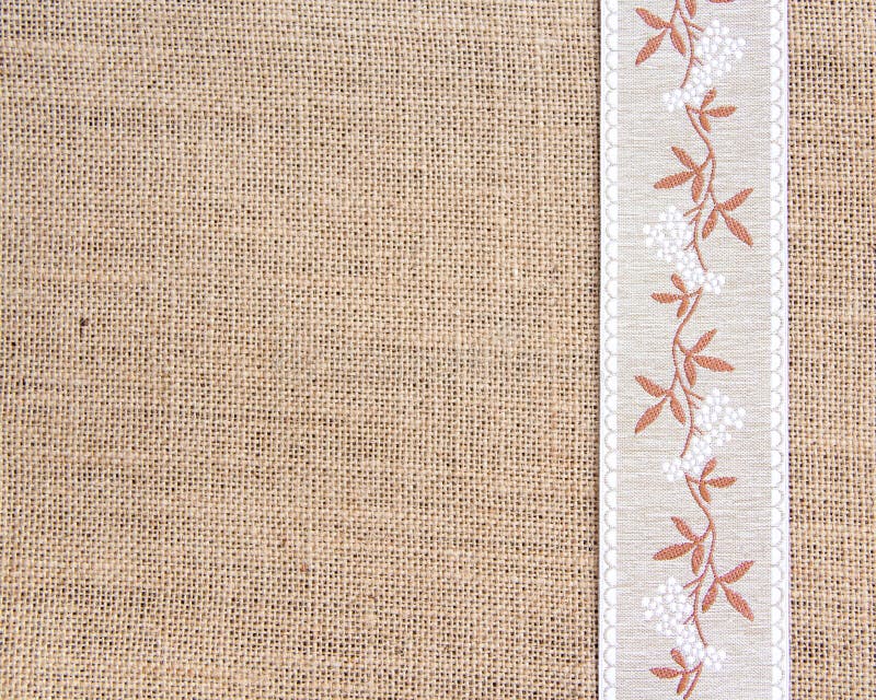 Burlap Background with Ribbon Stock Image - Image of abstract, detail ...