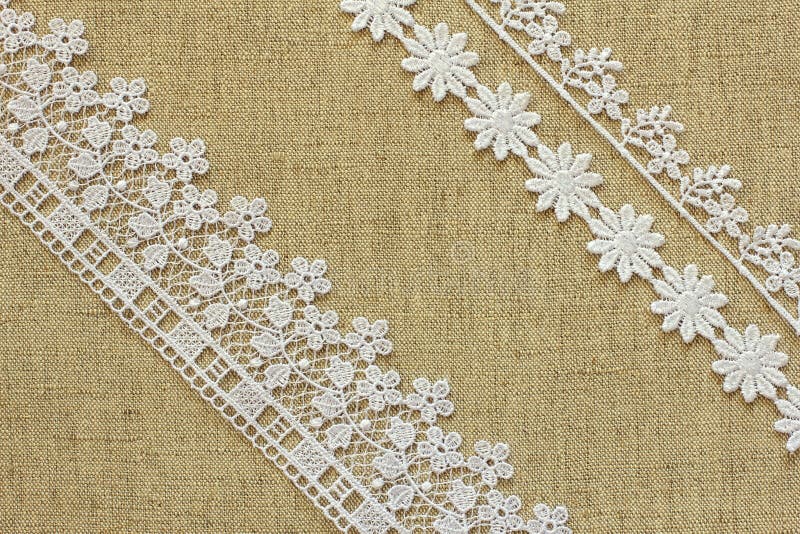 Burlap with lace stock photo. Image of fiber, close, blank - 43925998