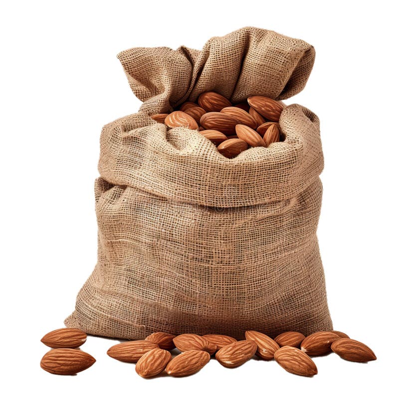 Burlap Sack of Almonds on Transparent Background Stock Illustration ...