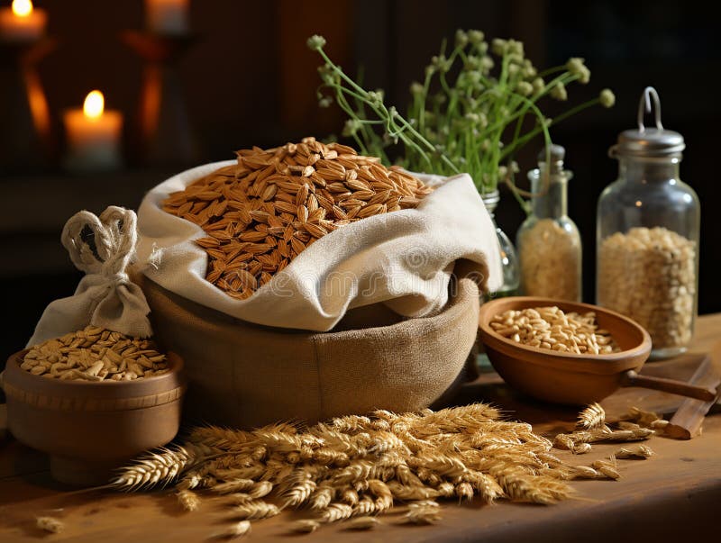 Farro in a Burlap Sack stock illustration. Illustration of farro ...