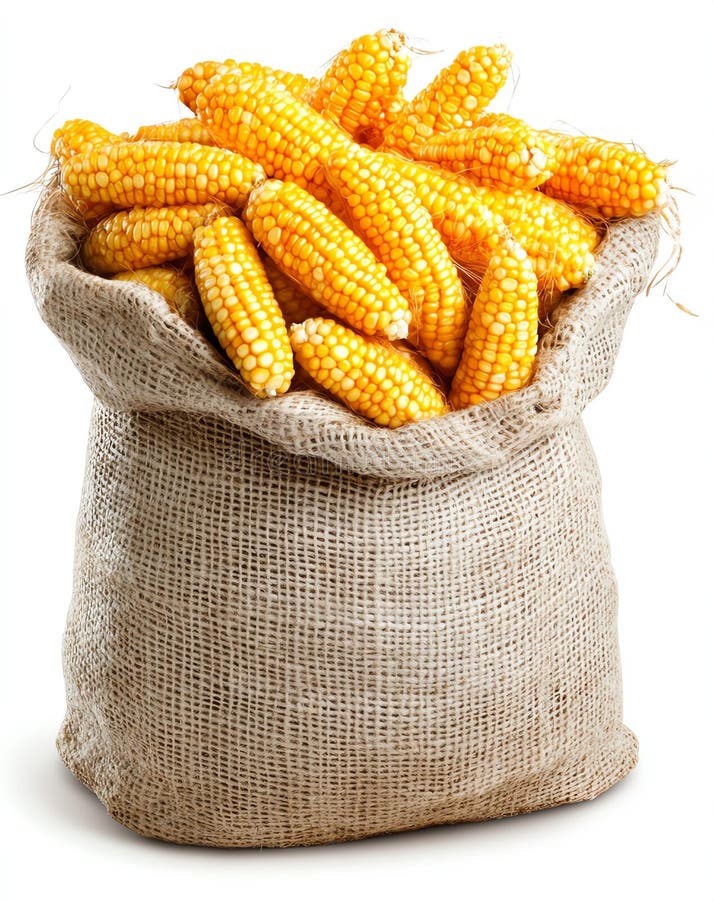 A Burlap Sack Filled with Fresh, Golden Corn Cobs Stock Illustration ...