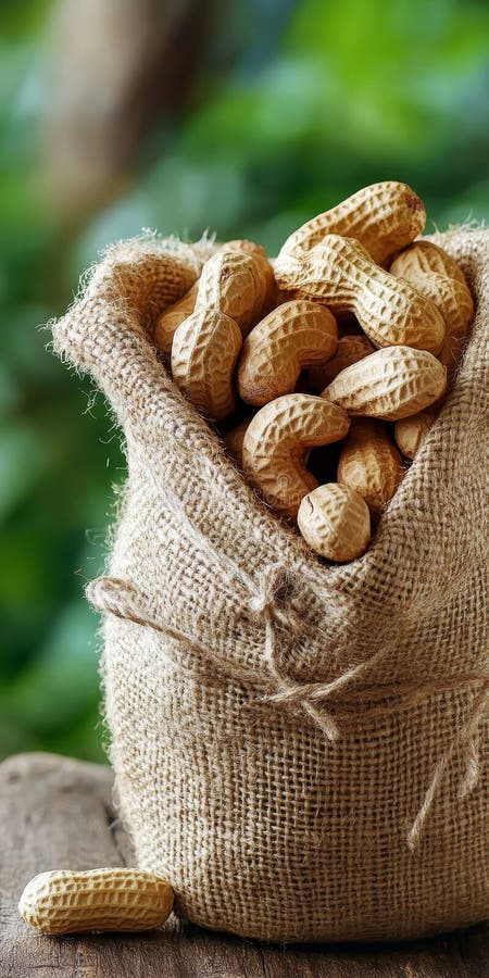 Burlap Sack Filled with Freshly Harvested Peanuts, Rustic Farm Background with Copy Space Stock ...