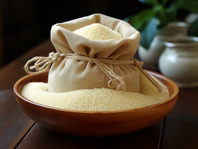 Couscous in a Burlap Sack stock illustration. Illustration of ...