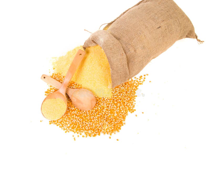 Burlap Sack Full of Cornmeal. Stock Photo - Image of burlap, wheat ...