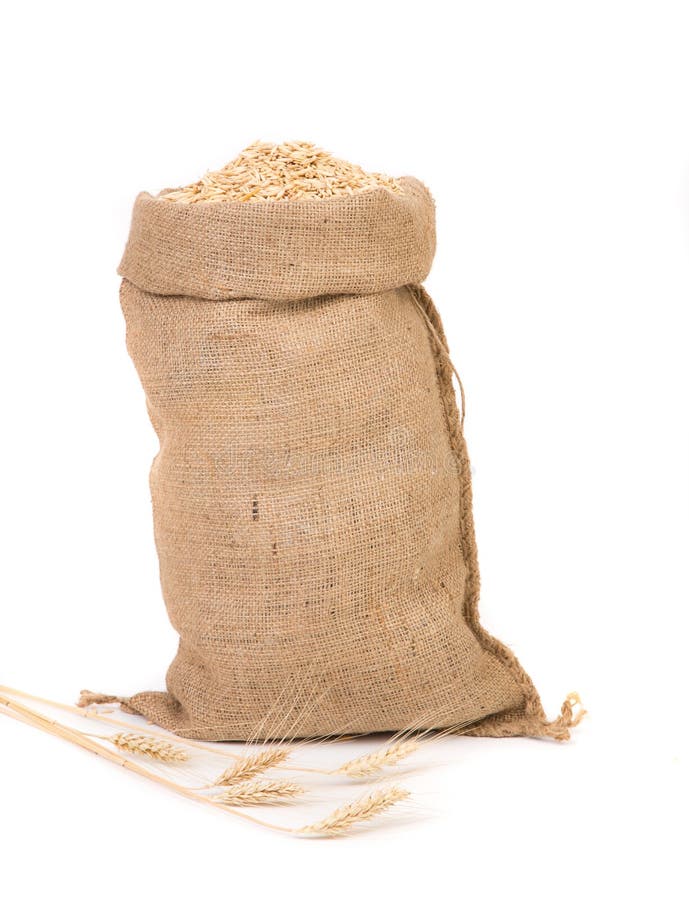 Oat Seed Grain in Burlap Sack Bag Stock Photo - Image of isolated, heap ...