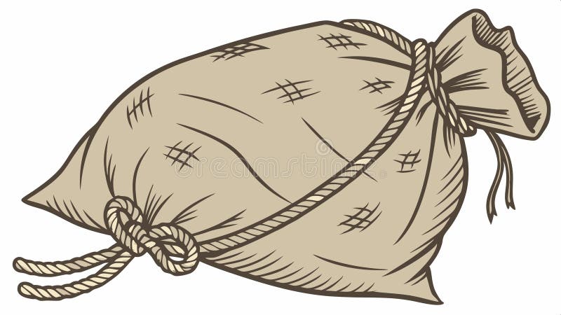 Burlap Sack with Patches, Rustic Texture, Vintage Bag Illustration ...