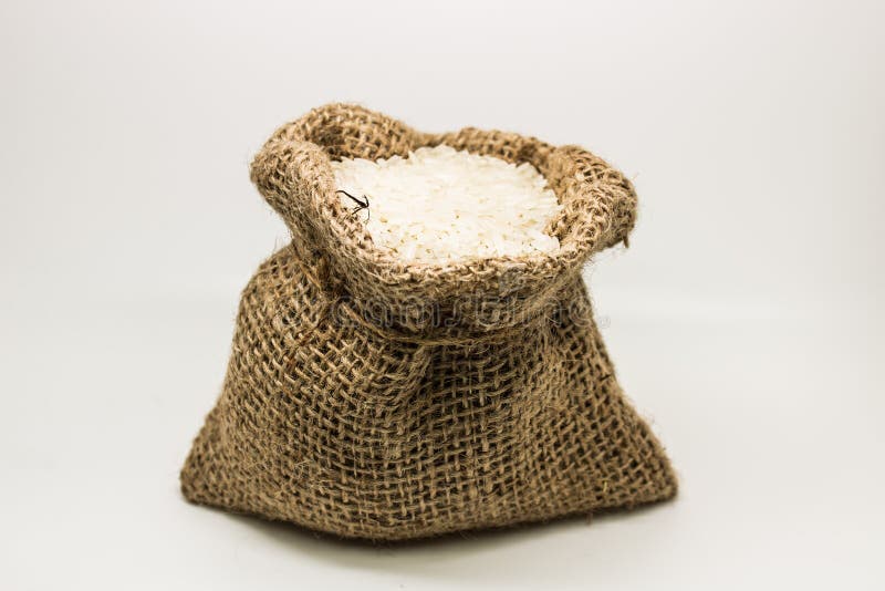 Burlap sack of rice stock photo. Image of sack, thailand - 60741906